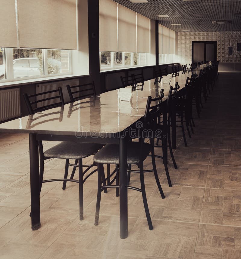 Empty Table and Chairs in a Cafe Stock Photo - Image of wooden, seat ...