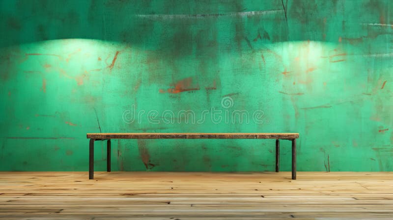 Empty Table on Dark Green Texture Wall Background. Composition with ...