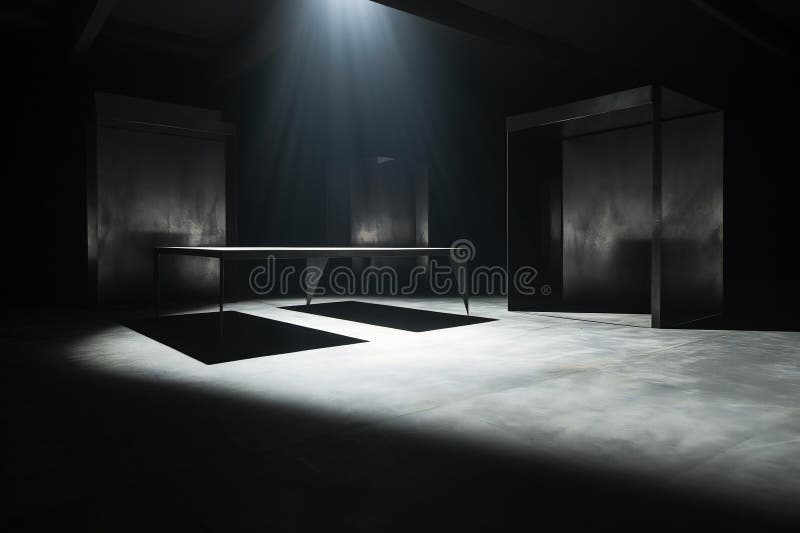 Dark Room Wooden Table Empty Stage with a Table, Arts & Architecture ...