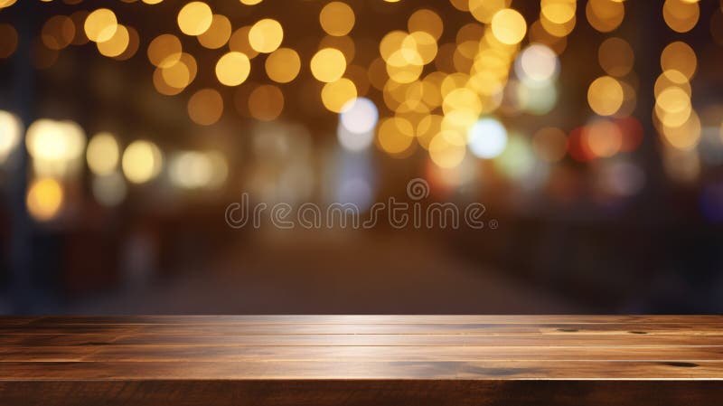 Empty Table in Front of Christmas Tree. AI Generative Stock ...