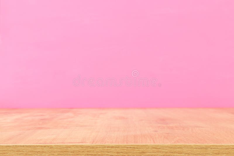 Empty Table in Front of Pastel Pink Background. for Product Display ...