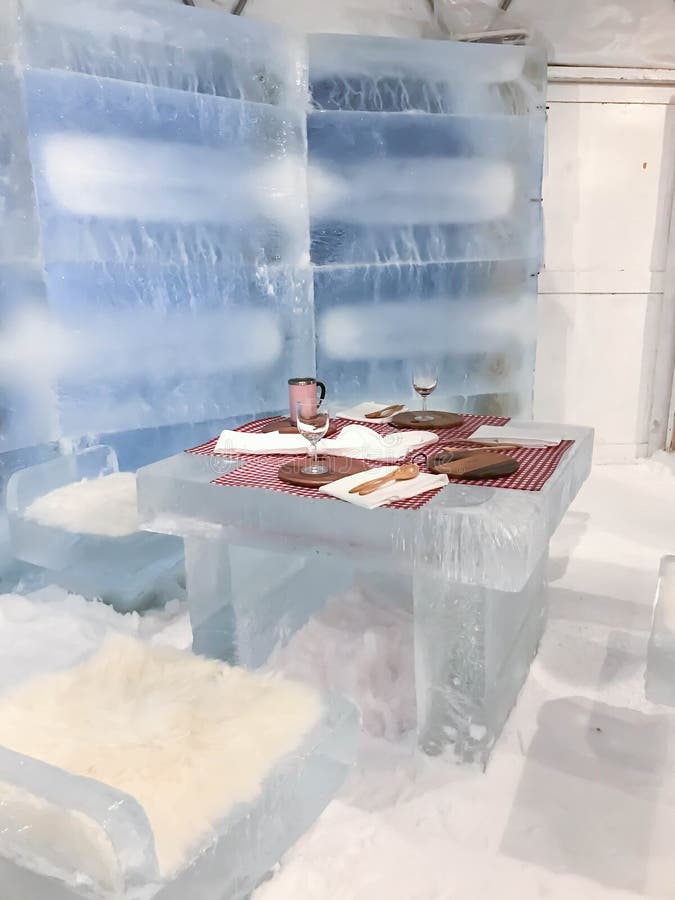 Empty Table in Ice Restaurant Stock Image - Image of night, building ...