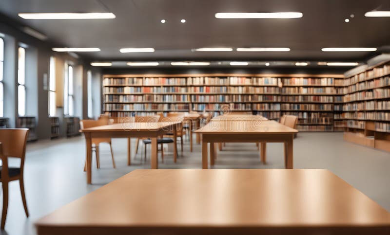 Empty table in library stock illustration. Illustration of studying ...