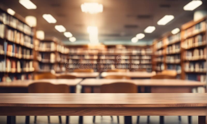 Empty table in library stock illustration. Illustration of room - 294619591