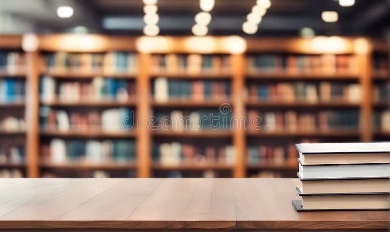 Empty table in library stock illustration. Illustration of educational ...