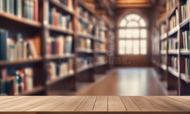 Empty table in library stock illustration. Illustration of chairs ...