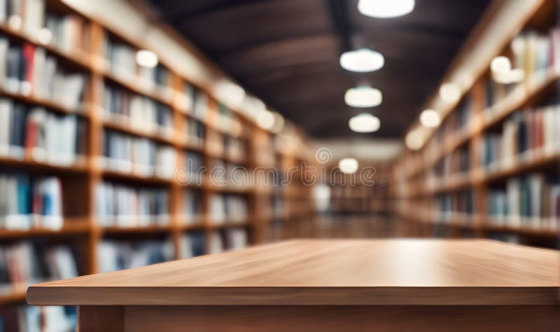 Empty table in library stock illustration. Illustration of library ...