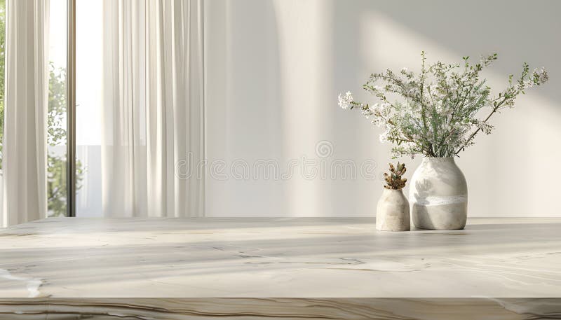Empty Table with Minimalist Clean Living Room Background Stock Image ...
