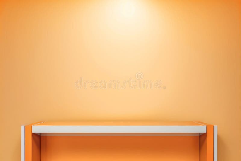 Empty Table on Orange Wall. Minimal Product Placement Background ...