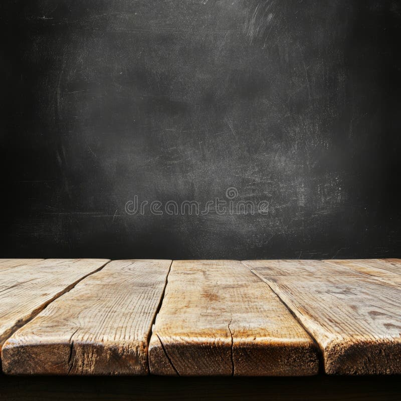 Empty Table for Product Display Montages with Chalkboard Background ...