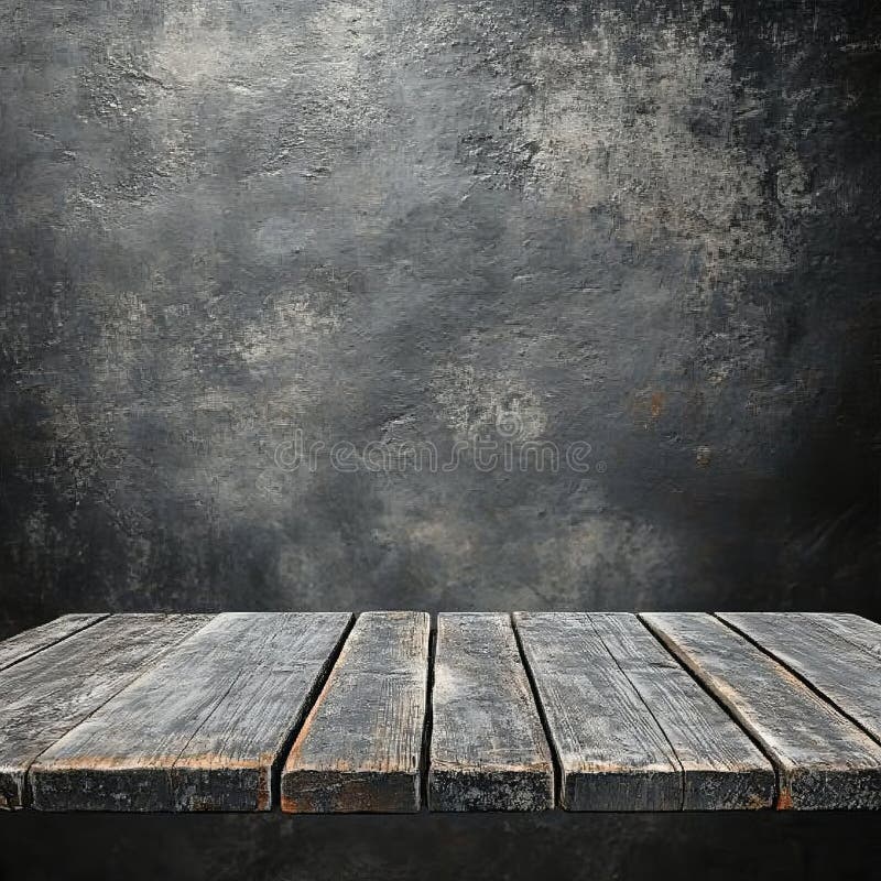 Empty Table for Product Display Montages with Dark Grunge Background ...