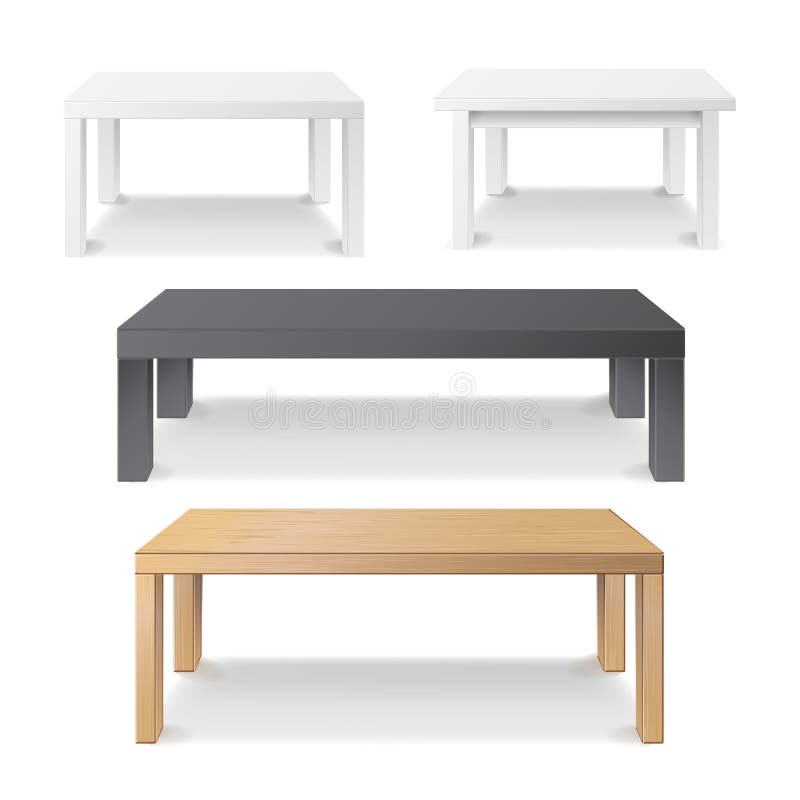 Empty Table Set Vector. Wooden, Plastic, White, Black. Isolated ...
