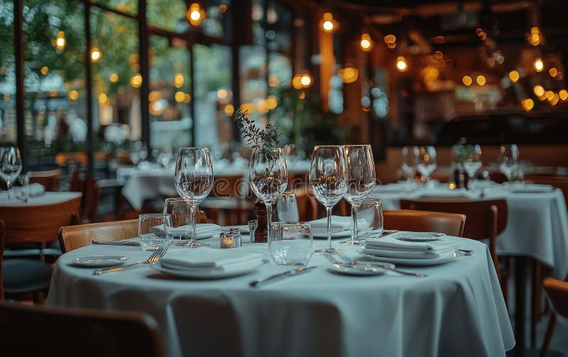 Empty Table Setting in a Restaurant Stock Illustration - Illustration ...