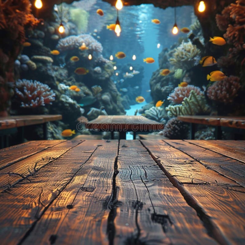 Underwater Scene with Empty Table. Stock Illustration - Illustration of ...