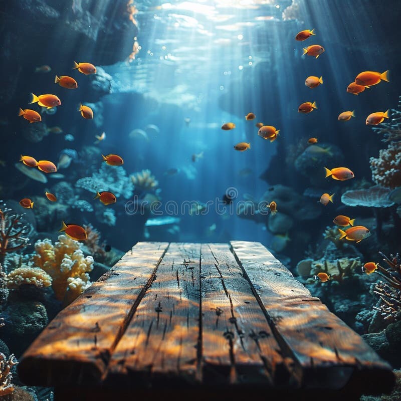 Fish Swimming Beneath a Vacant Table. Stock Illustration - Illustration ...