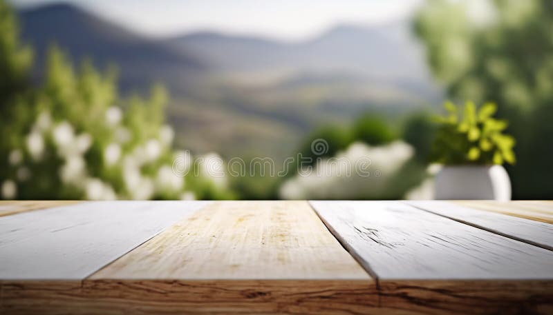 Empty Table Top and Blurred Landscape. Mock Up for Display or Montage ...
