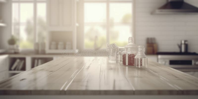 Empty Table Top with Out of Focus Lights and Bokeh on Traditional ...