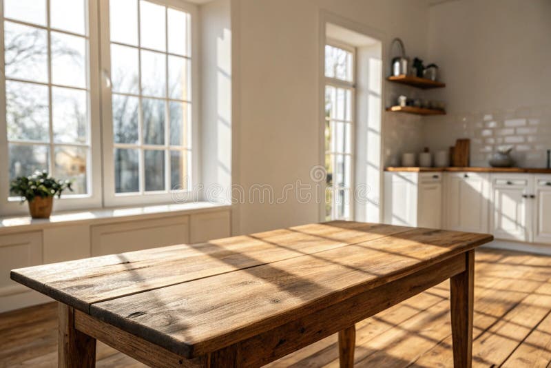 Empty Table with Window Shadow for Product Mockup Stock Illustration ...