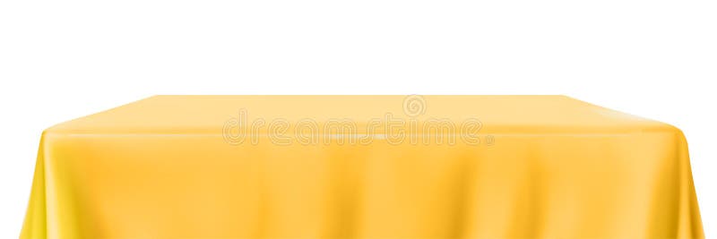 Empty Table with Yellow Tablecloth. Vector Realistic Mockup of Table ...