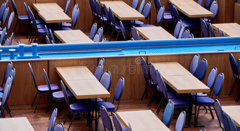 Empty Tables and Chairs in the Catering Area of an Excursion Ship ...