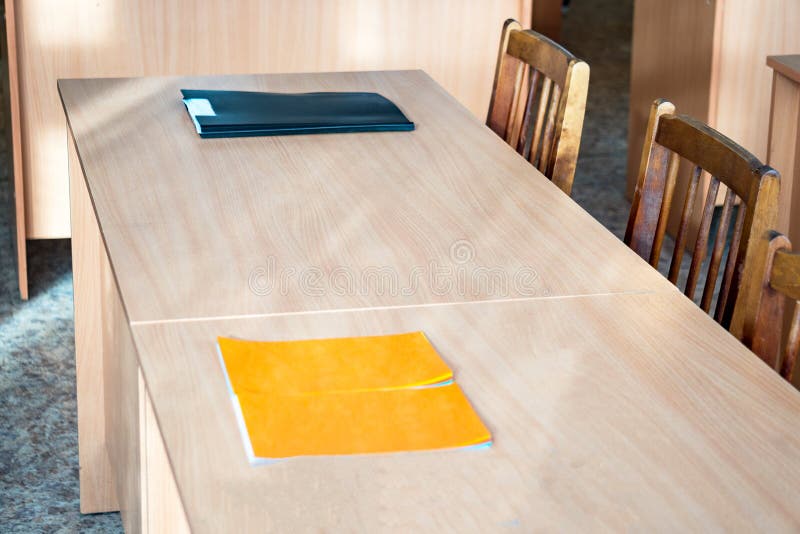 Empty Tables in the Classroom Stock Photo - Image of examination ...