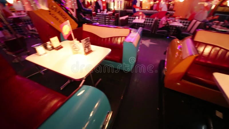 Empty Tables and Couches in Beverly Hills Diner - Stock Video - Video ...