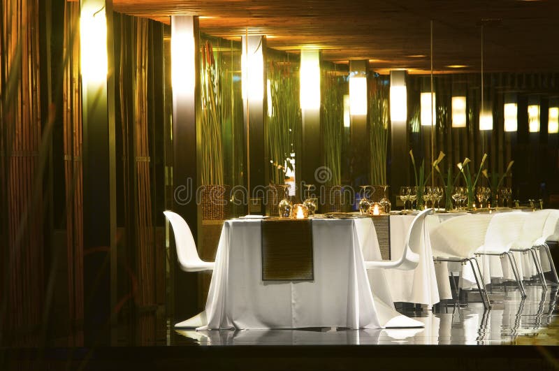 Restaurant at night stock image. Image of table, paved - 4375469
