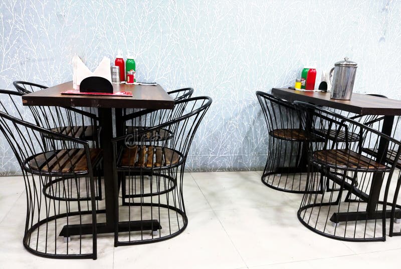 Empty Tables Set for Meal in Modern Restaurant Stock Photo - Image of ...