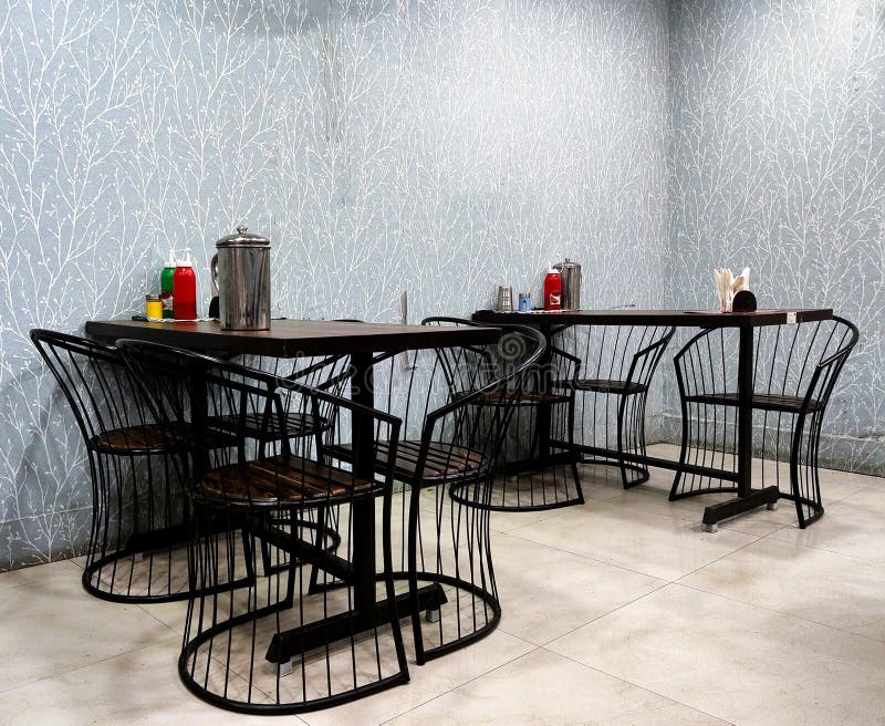 Empty Tables Set for Meal in Modern Restaurant Stock Image - Image of ...