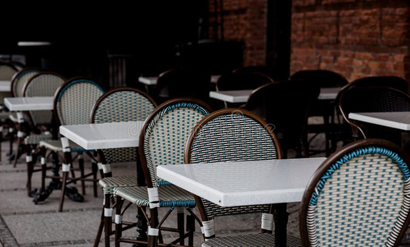 Empty Tables in Street Cafe Stock Photo - Image of city, outdoor: 257238482