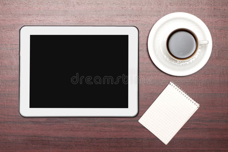 Empty Tablet and a Cup of Coffee in Office Stock Image - Image of empty ...