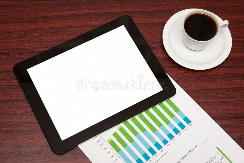 Empty Tablet and a Cup of Coffee in Office Stock Photo - Image of ...