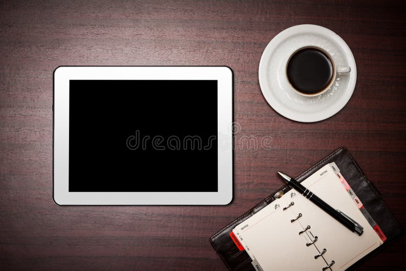 Empty Tablet and a Cup of Coffee in Office Stock Photo - Image of ...