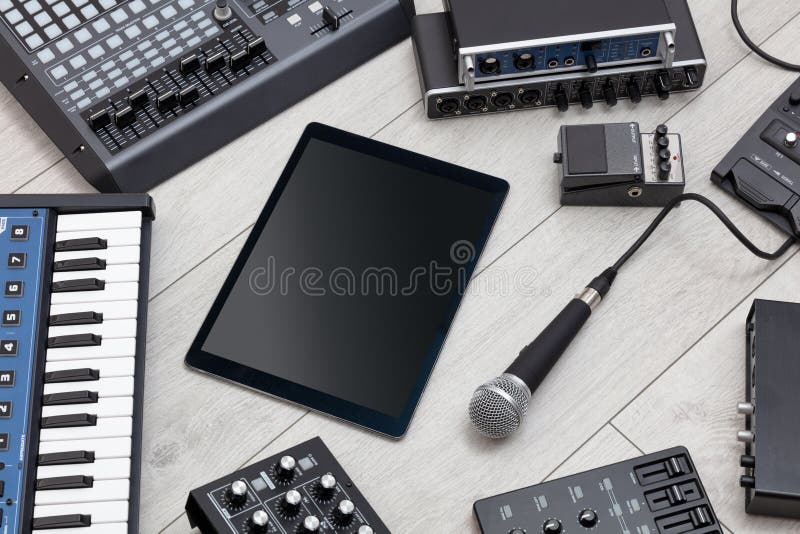 Tablet and Electronic Music Instruments Stock Image - Image of keyboard ...