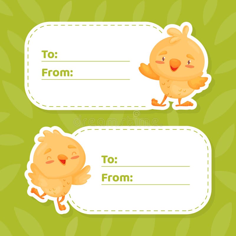 Empty Tag Card with Cute Yellow Chicken Vector Template Stock Vector ...
