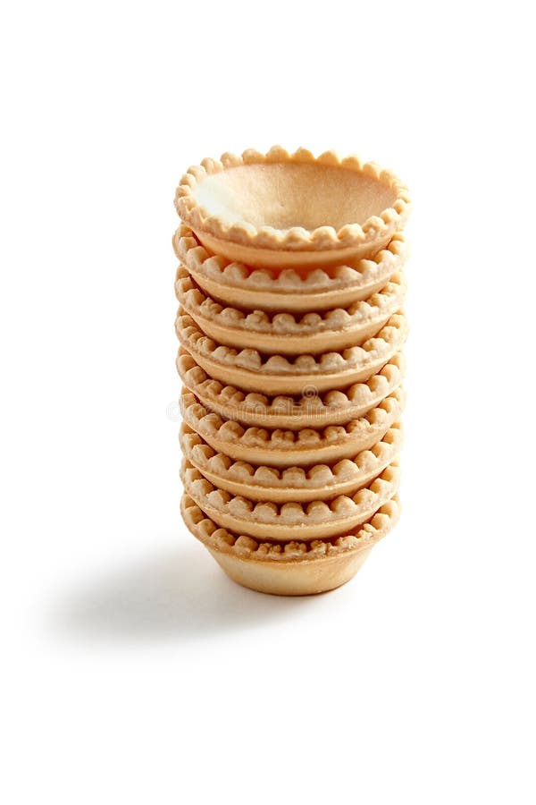 Empty Tartlet Shells Stack Isolated on White. Crispy Mini Tart Shells ...