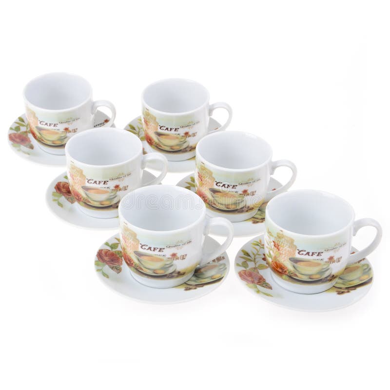Empty Tea and Coffee Set Isolated Stock Photo - Image of kitchen ...