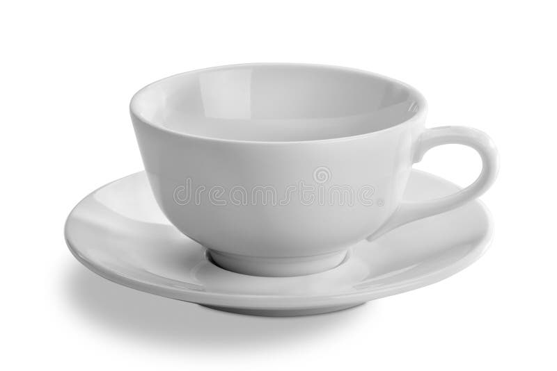 Empty Tea Cup with Saucer Isolated on White Stock Image - Image of ...