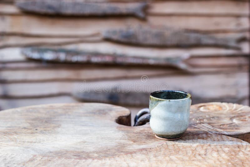 Empty tea cup on table stock photo. Image of plank, morning - 62015074