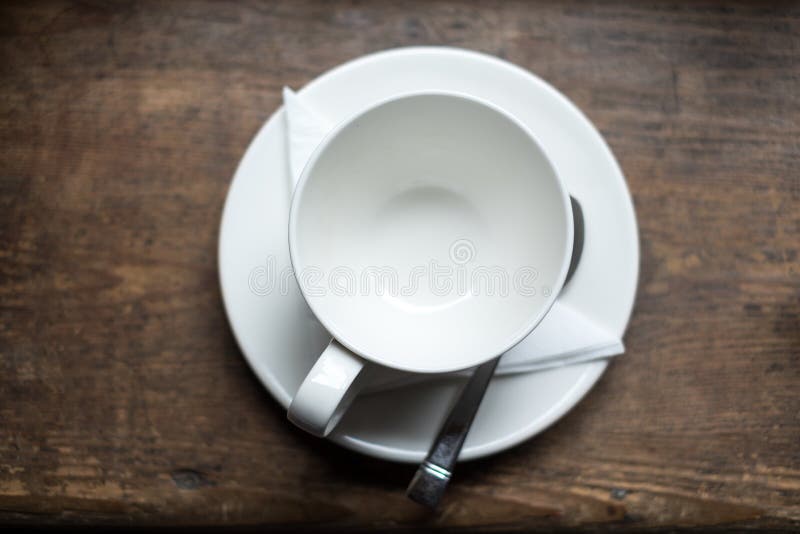 Empty Tea Cup on Wood Table Stock Image - Image of english, dishware ...