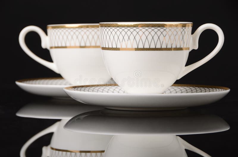 Empty tea cups isolated stock photo. Image of food, plate - 87197322