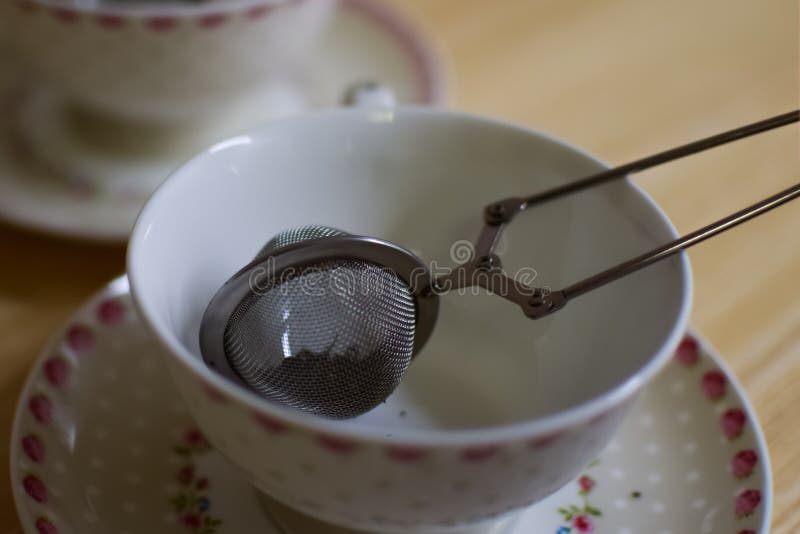 Empty Tea Cups with Tea Strainer. Stock Image - Image of ceremony ...