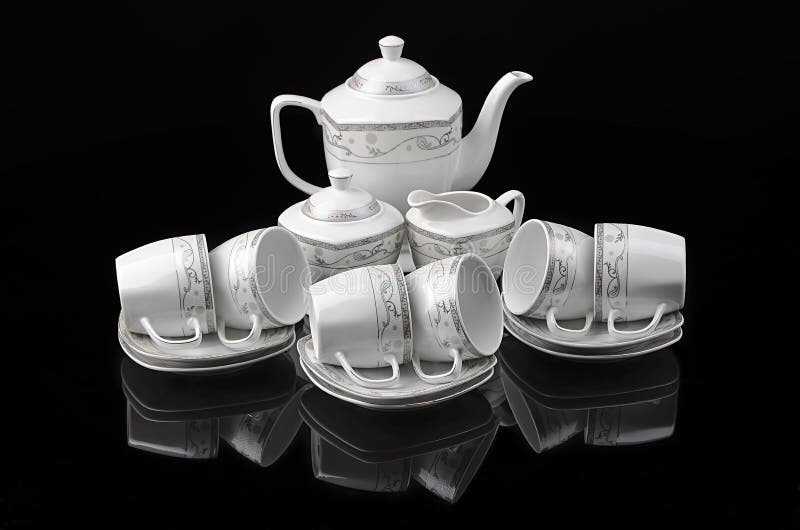Empty tea set isolated stock image. Image of china, milk - 87195099