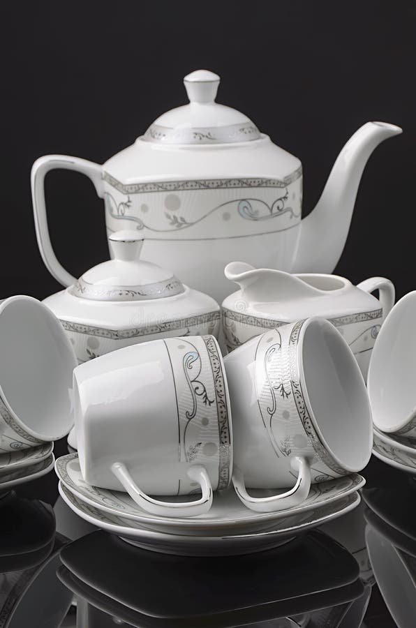Empty tea set isolated stock photo. Image of coffee, cutlery - 87195282