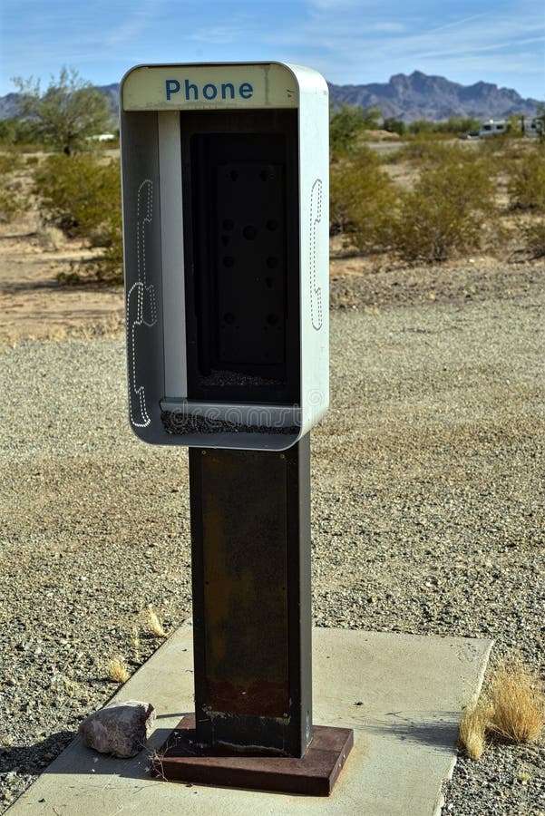 Empty Telephone Booth in Desert Outdated Technology Stock Image - Image ...