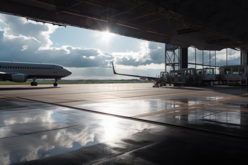 Empty Terminal, with View of the Tarmac and Airplanes Waiting for Their ...