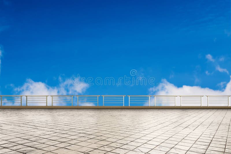 Empty Terrace with Blue Sky Background Stock Illustration ...