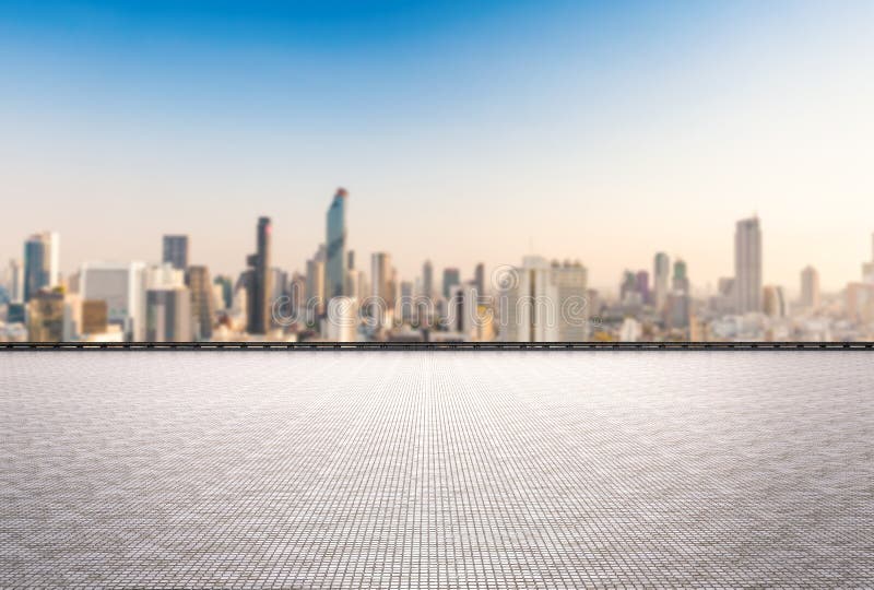 Empty Terrace on Cityscape Background Stock Illustration - Illustration ...