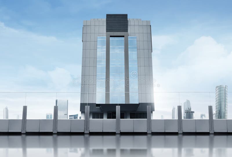 Empty Terrace Floor with Modern Building Skyscrapers Stock Photo ...