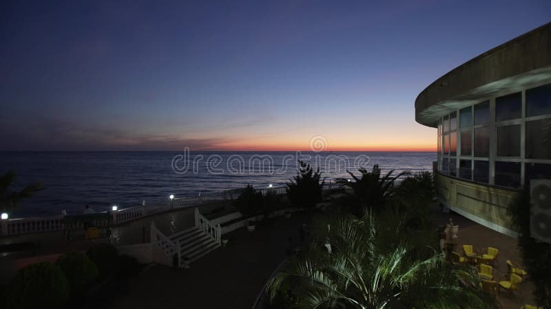Empty Terrace with Palms at the Sunset Stock Footage - Video of dusk ...